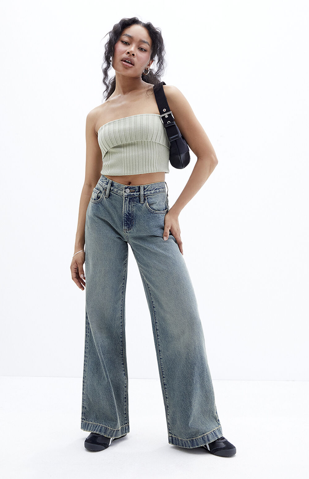 Pacsun Lena Medium Indigo Tint Low Rise Super Baggy Jeans | PacSun