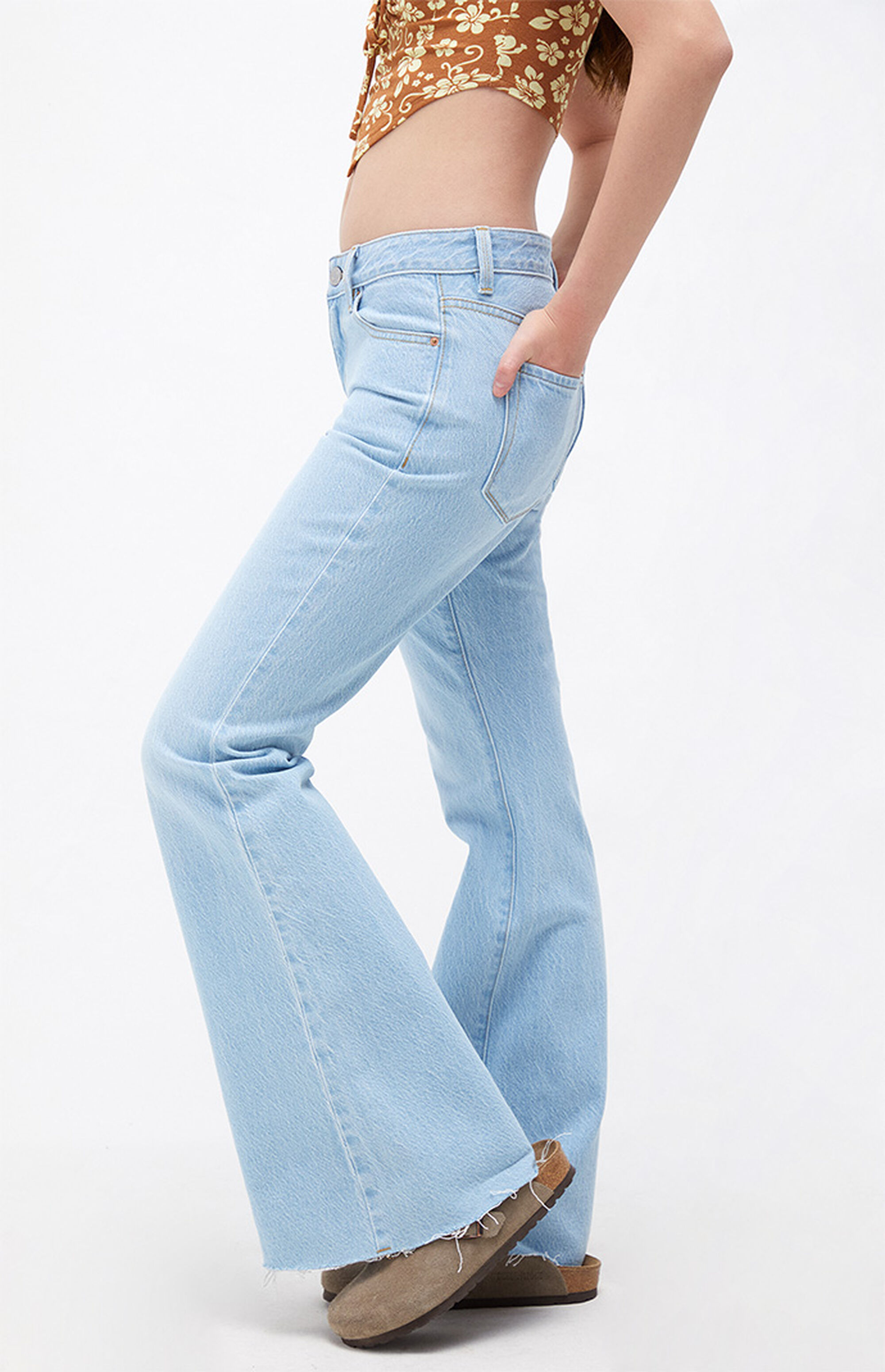 Pacsun Eco Light Blue Low Rise Flare Jeans | PacSun