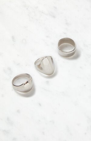LA Hearts Silver Large Simple Ring Pack | PacSun