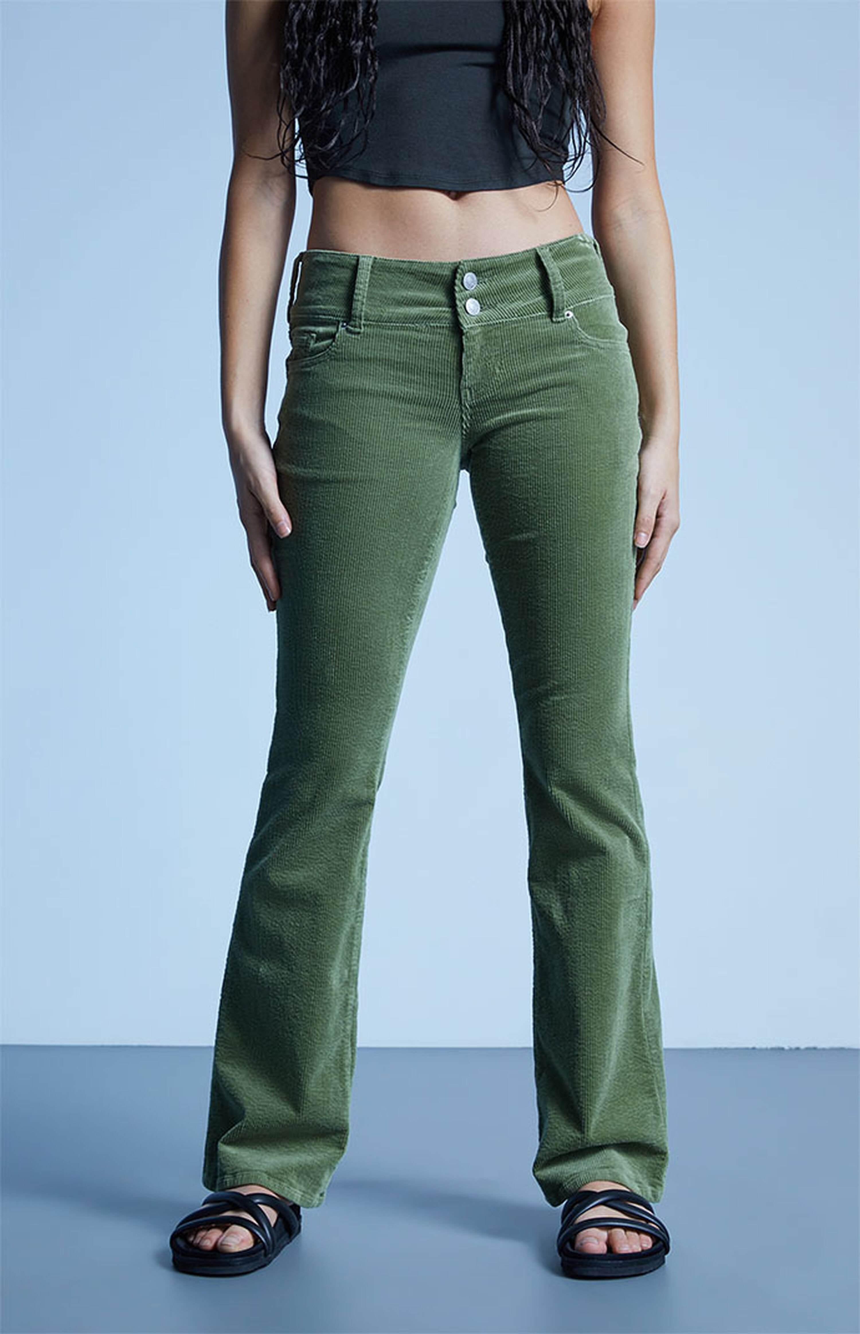 Pacsun Green Corduroy Low Rise Bootcut Jeans Pacsun