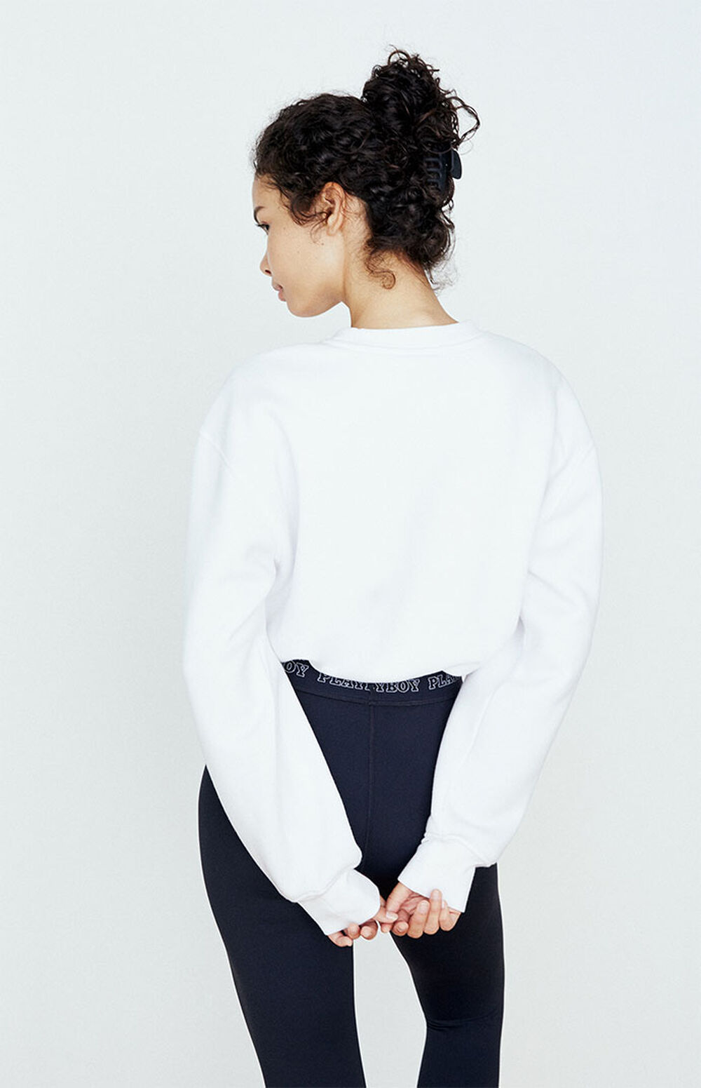 Playboy By PacSun Bubble Cropped Crew Neck Sweatshirt | PacSun