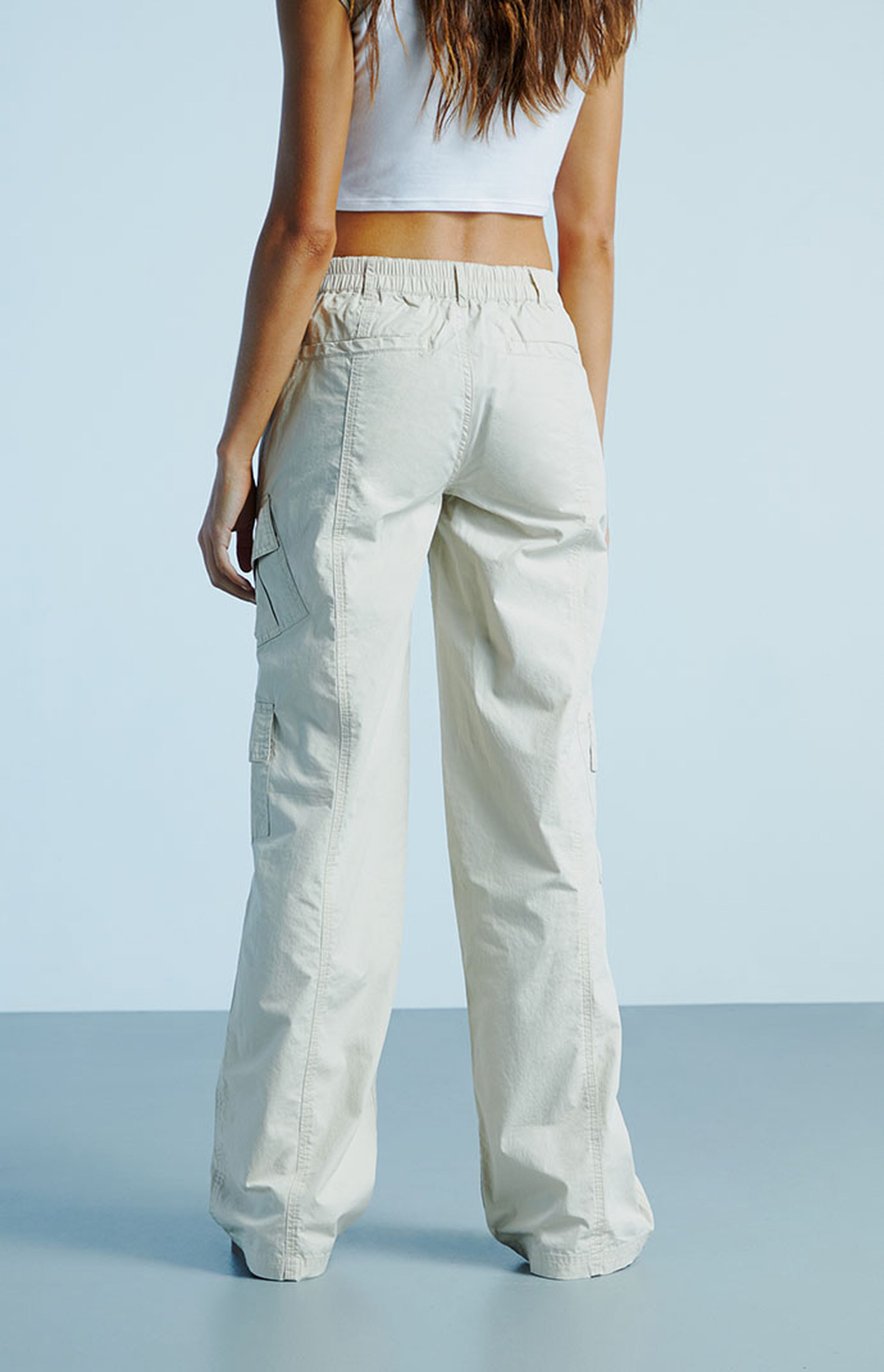 PacSun Off White Low Rise Baggy Cargo Pants | PacSun