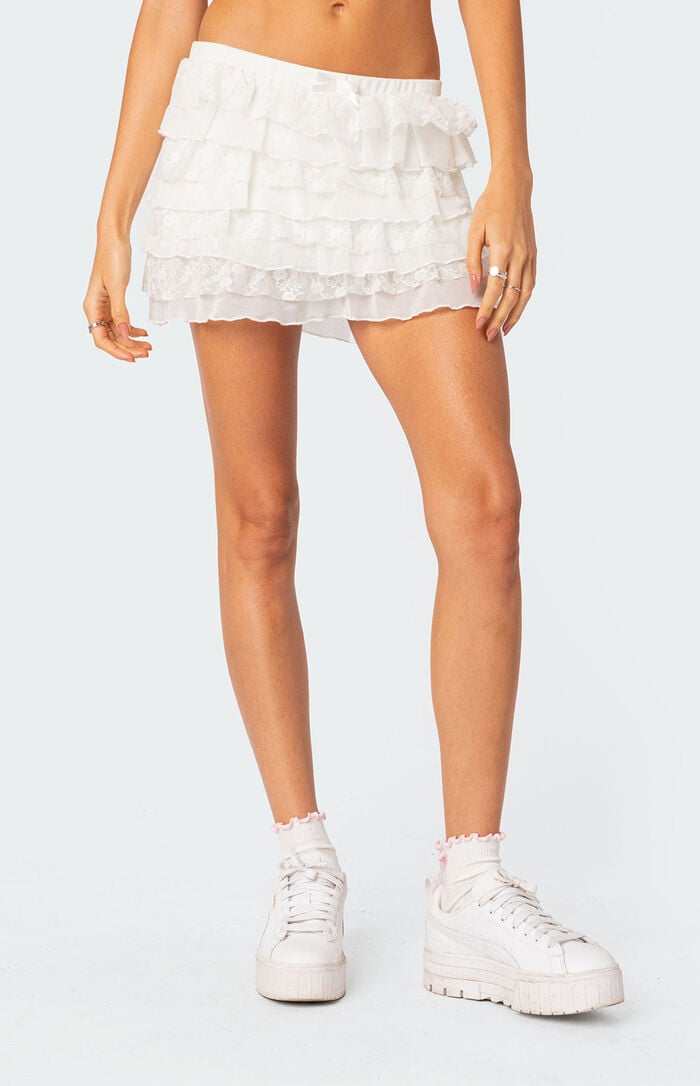 Edikted Adeena Layered Ruffle Mini Skirt | PacSun