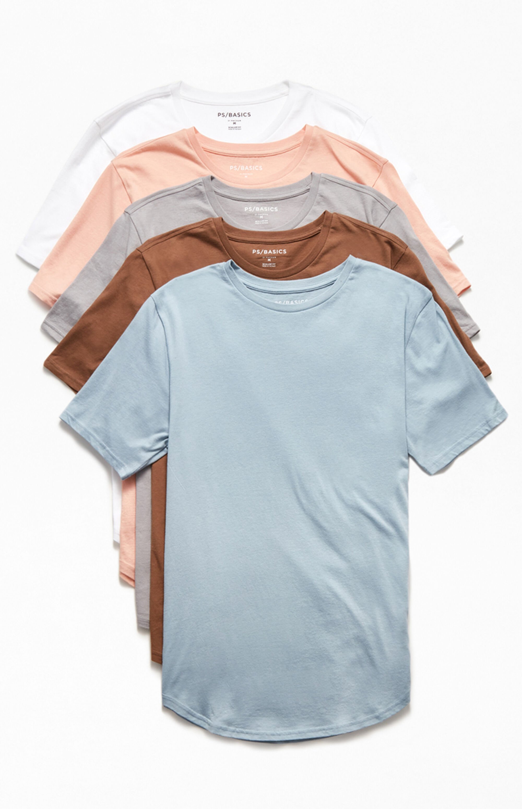 PS Basics 5-Pack Spring Scallop T-Shirts | PacSun