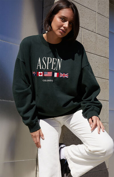 John Galt Black Aspen Crew Neck Sweatshirt | PacSun