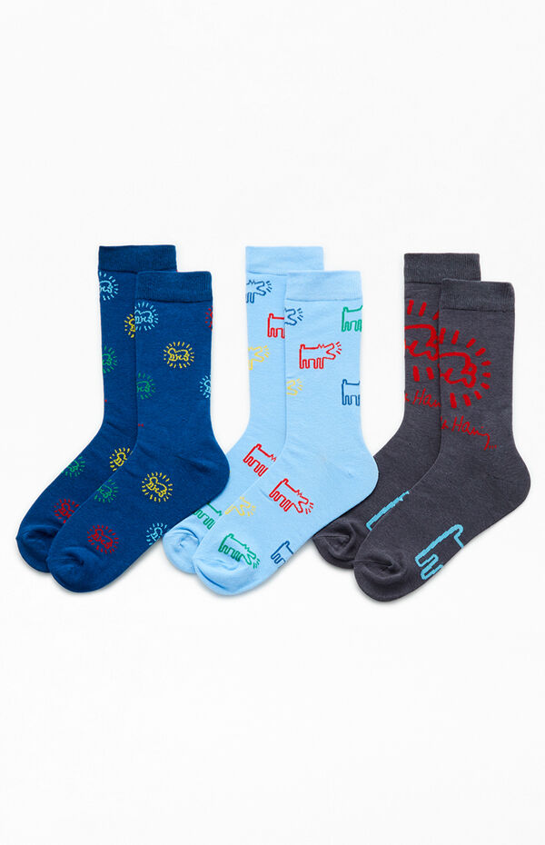 3 Pack Keith Haring Crew Socks | Pacsun