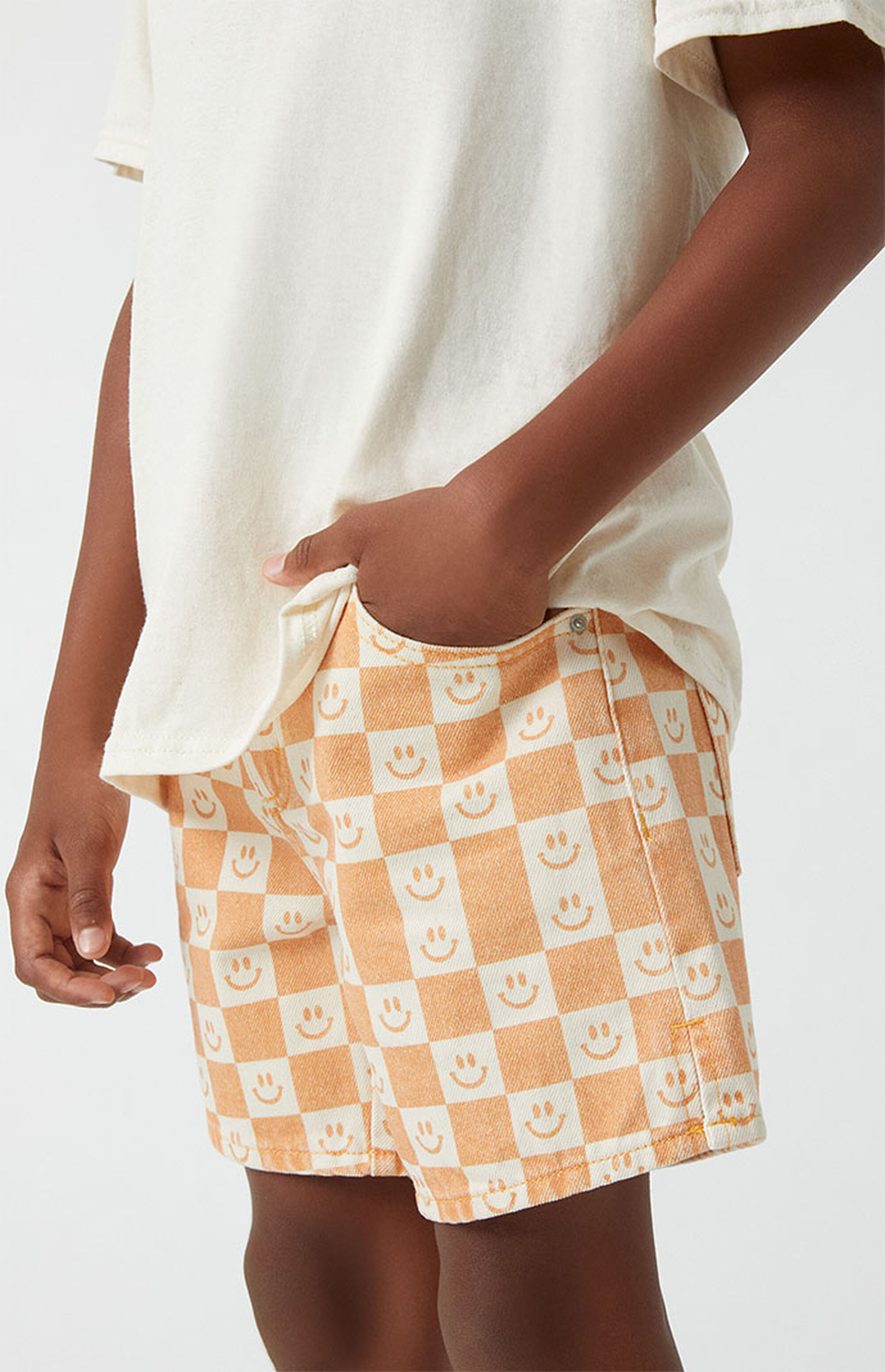 PacSun Kids Orange Checkerboard Shorts | PacSun