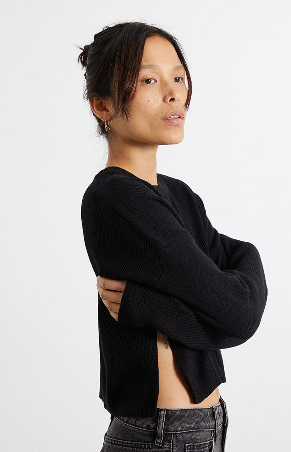 LA Hearts Side Split Crew Neck Sweater | Pacsun