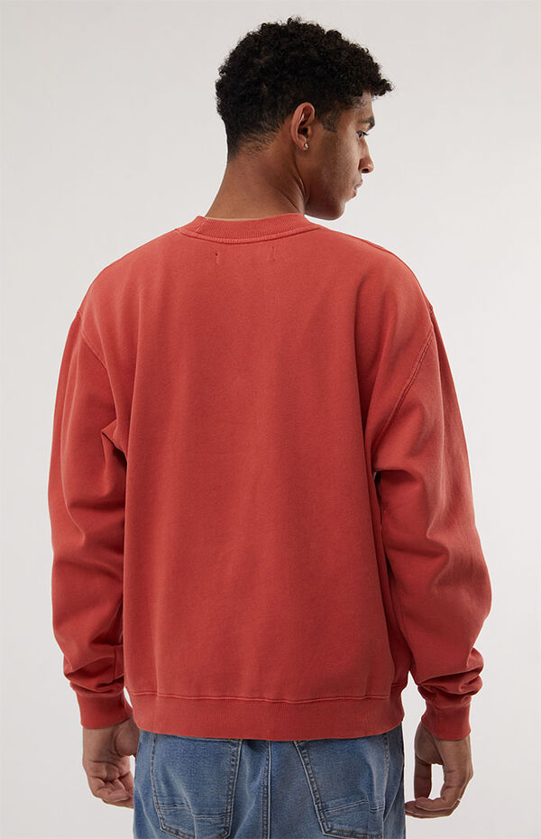 red crew neck shirt