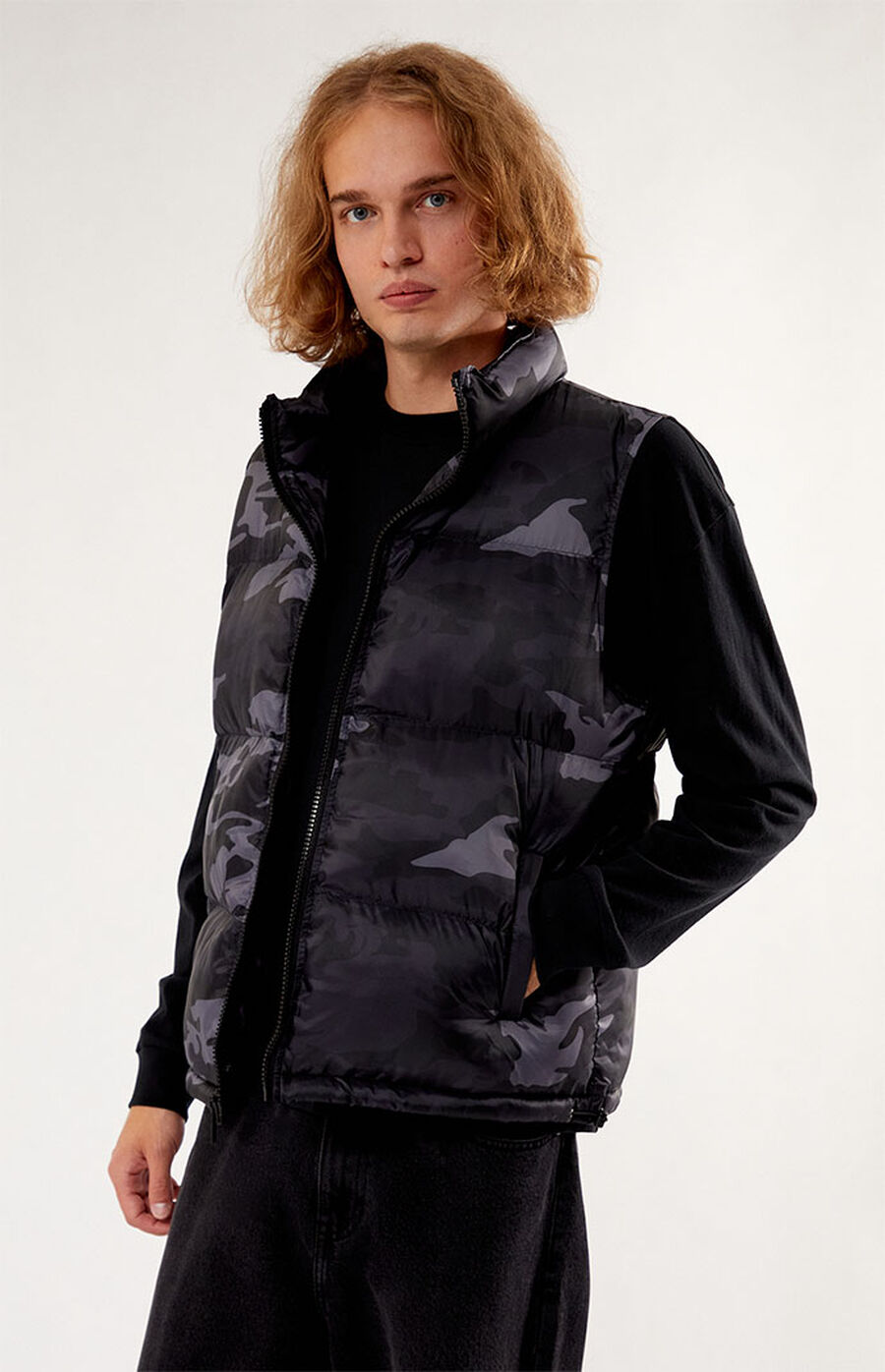 Pacsun Black Camo Puffer Vest | PacSun