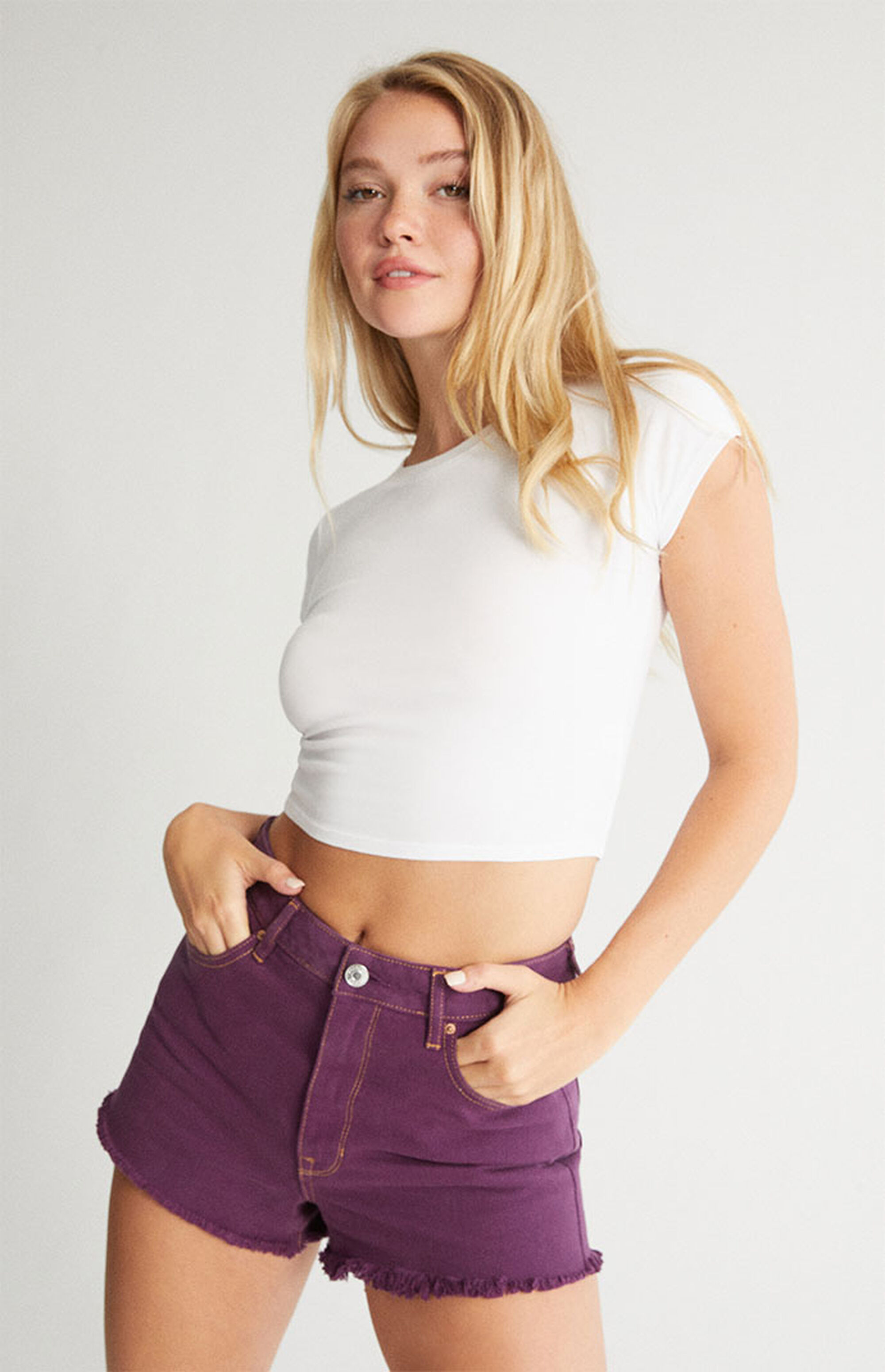 Pacsun Eco Violet High Waisted Denim Festival Shorts | PacSun