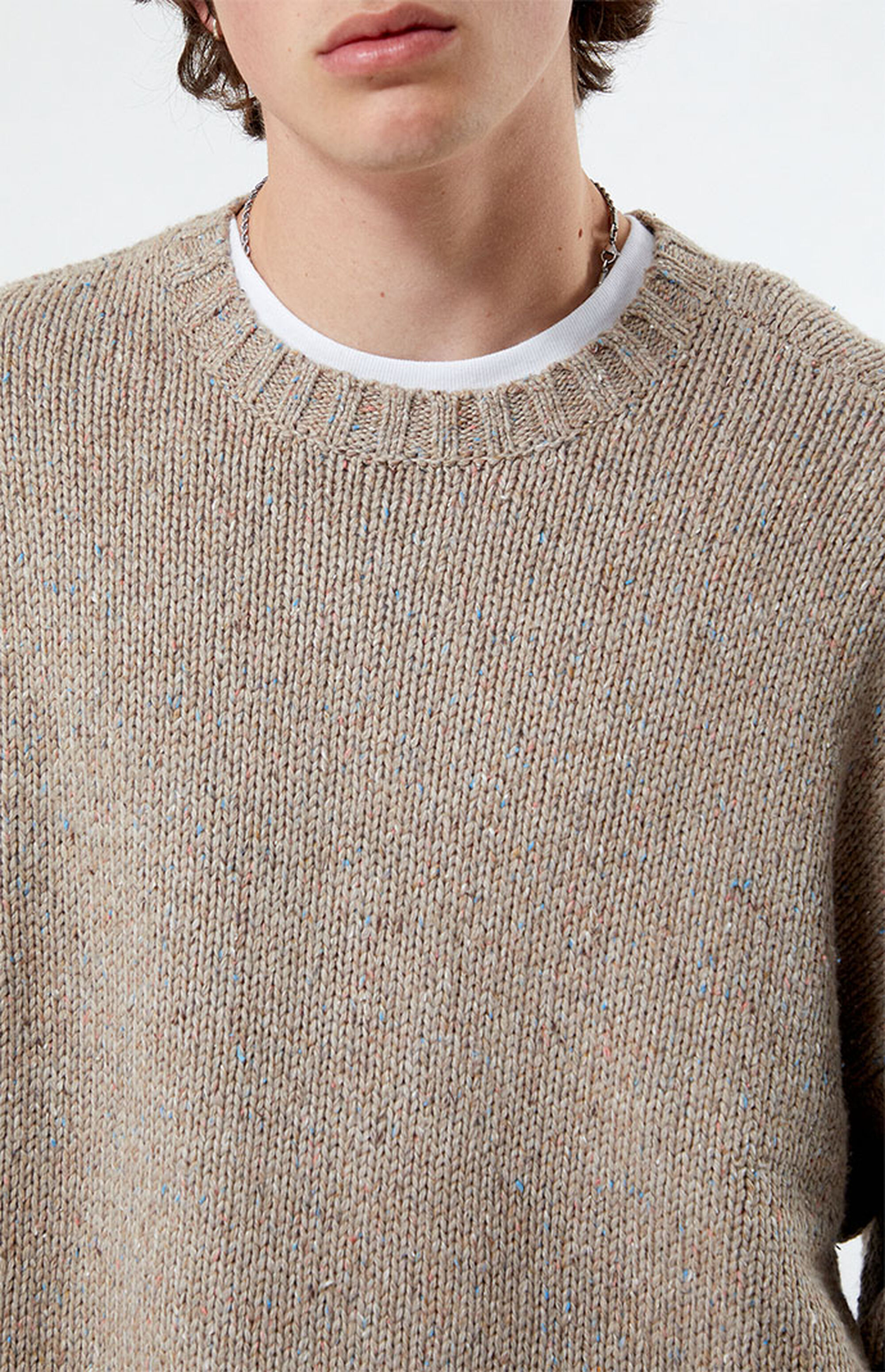 Pacsun Tan Cropped Crew Sweater | Pacsun