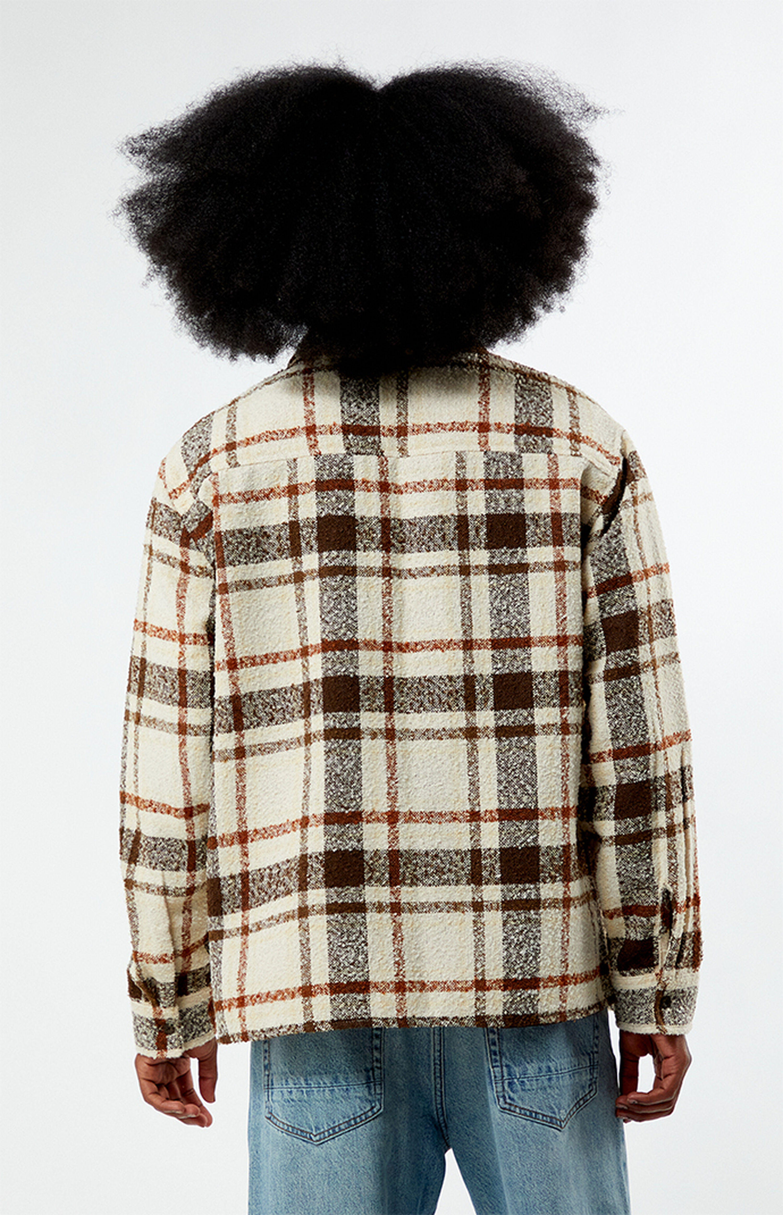 Pacsun Cream Oversized Wooly Flannel Shirt | PacSun