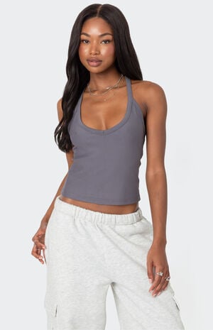 Edikted Racer Back Halter Top | PacSun