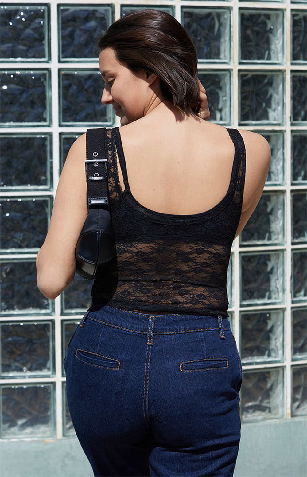 John Galt Black Lace Tank Top Pacsun