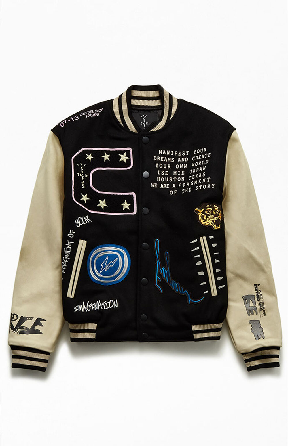 Travis Scott x Fragment Manifest Letterman Jacket | PacSun