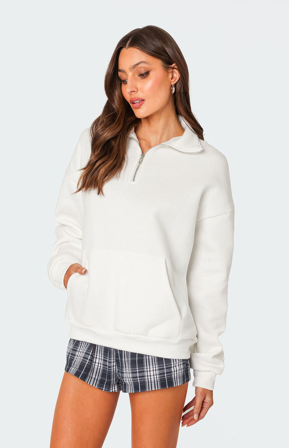 Edikted Oversized Quarter Zip Sweatshirt | Pacsun