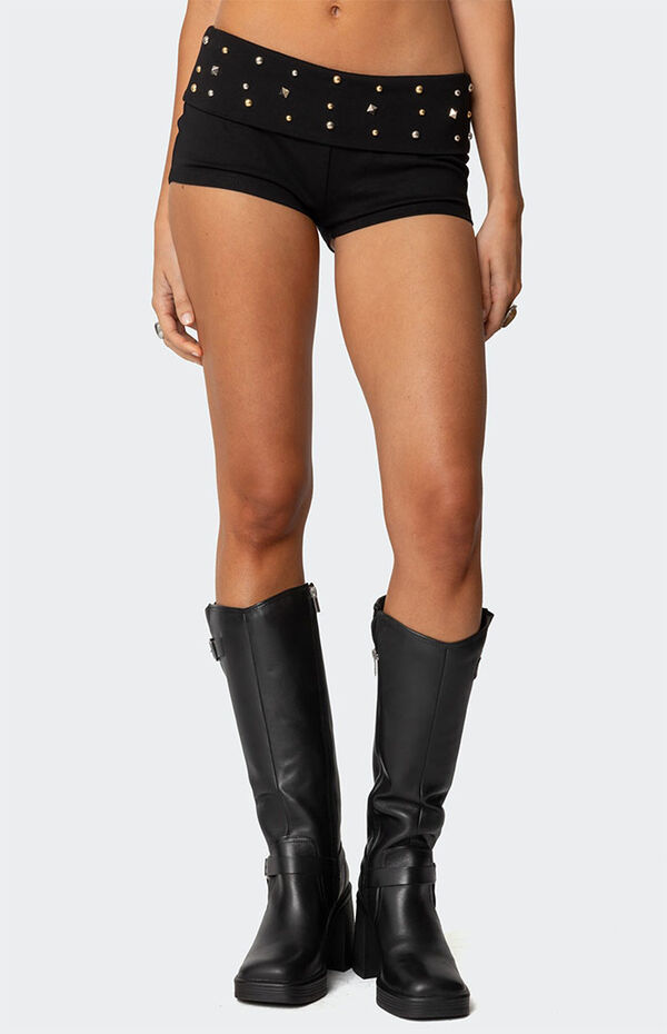 Edikted Studded Foldover Micro Shorts | Pacsun