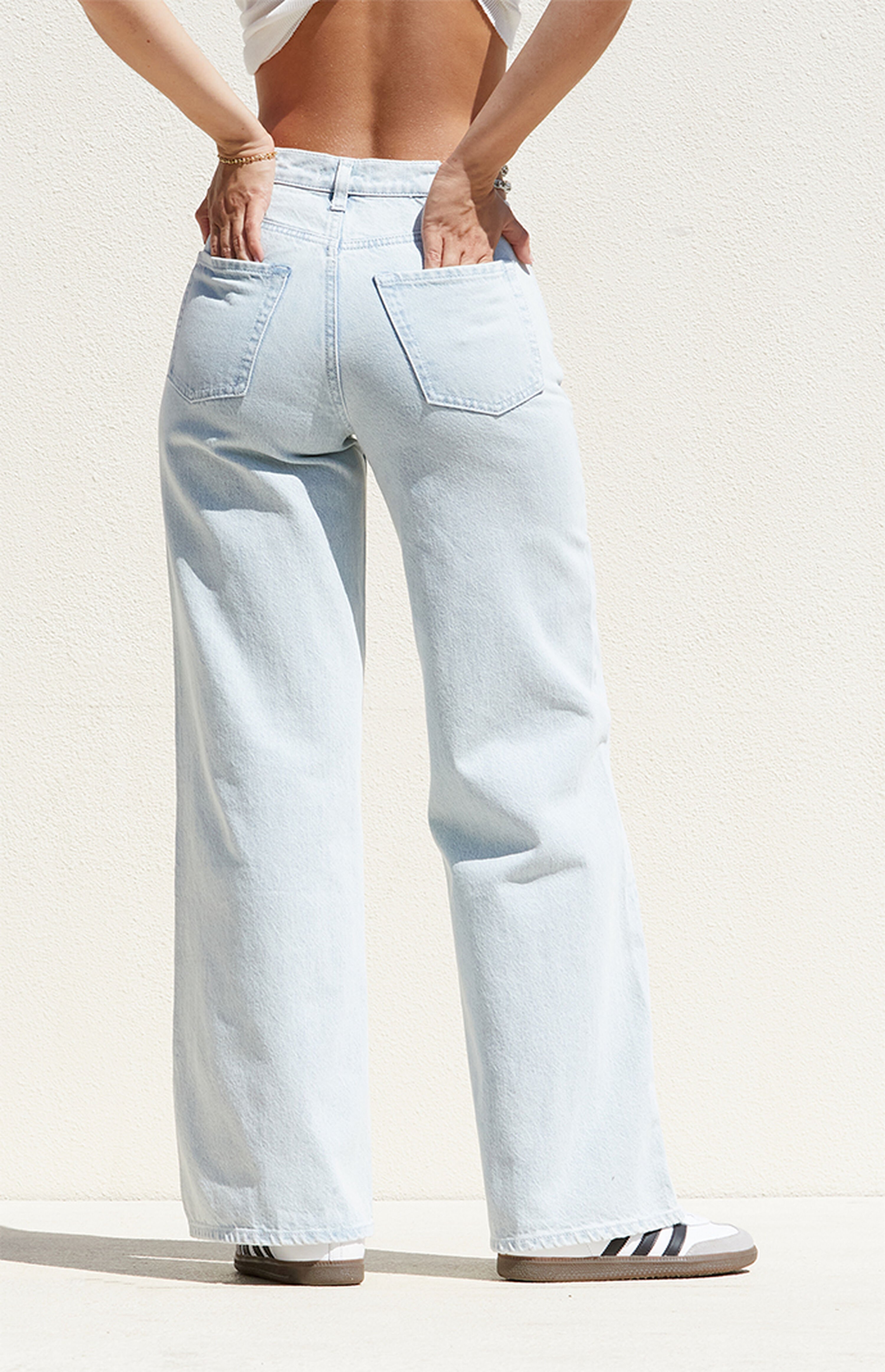 Pacsun Light Indigo Sparkle Wide Leg Jeans | PacSun