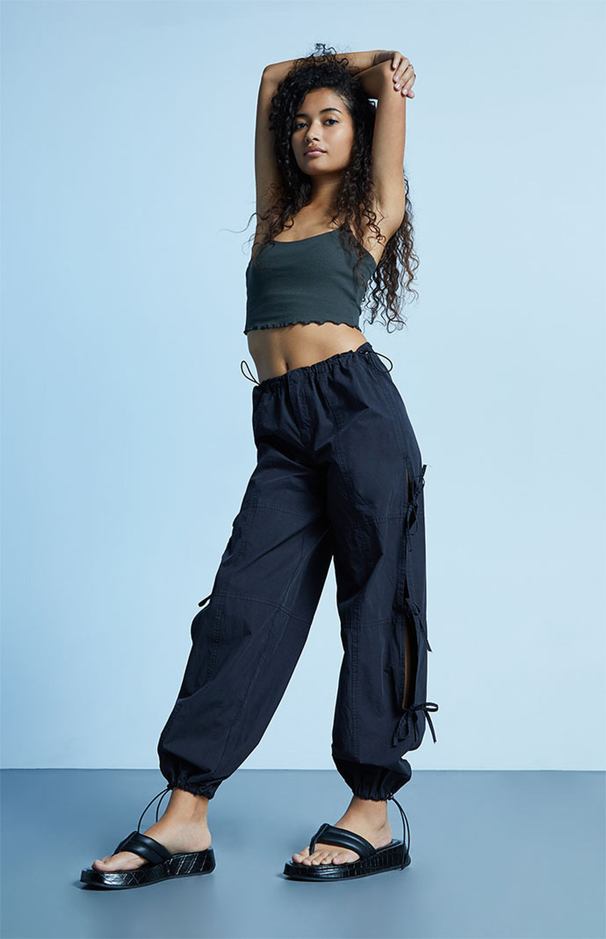 Pacsun Black Tie Side Parachute Pants | PacSun