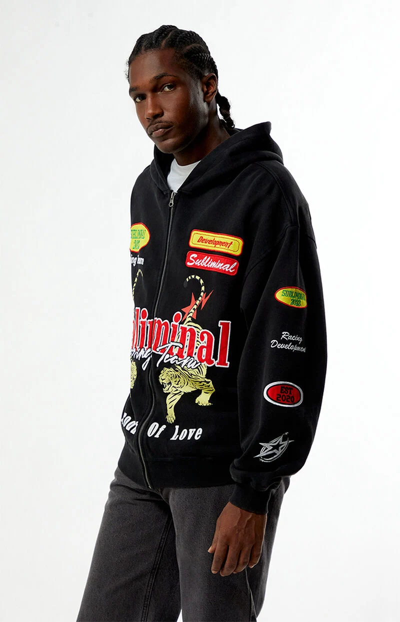 Pacsun Subliminal Racing Full Zip Hoodie | Pacsun