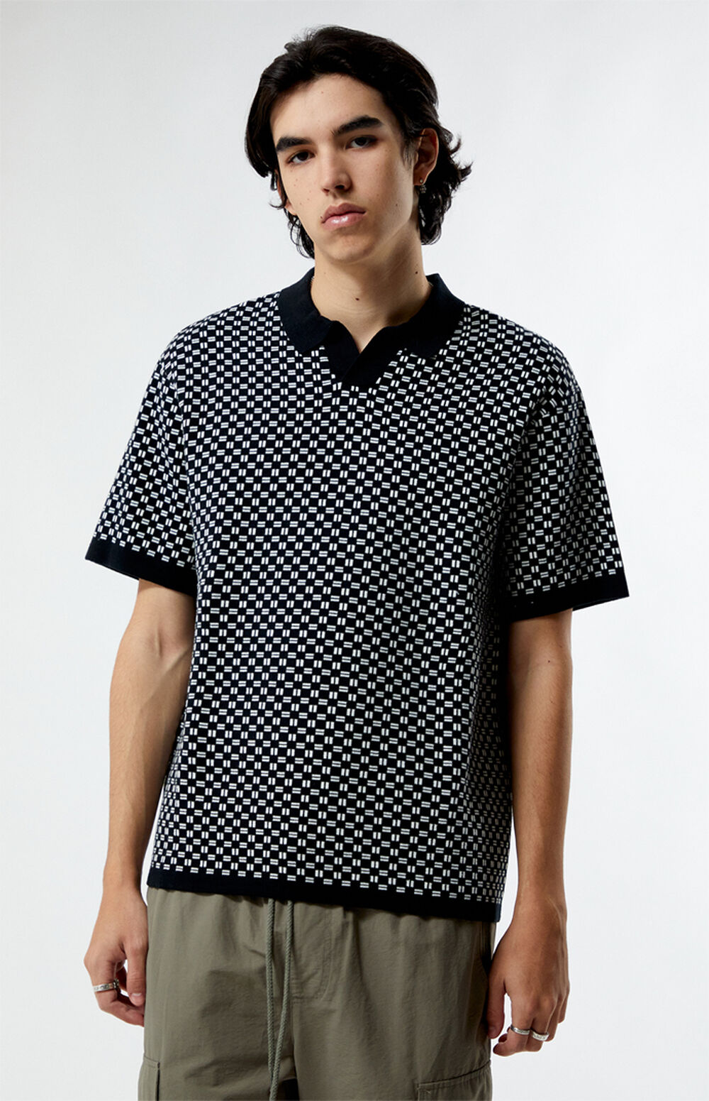 Pacsun Black Open Polo Shirt | Pacsun