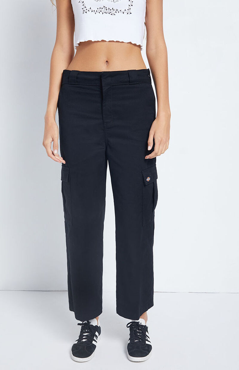 Dickies Black Cropped Straight Fit Cargo Pants | PacSun