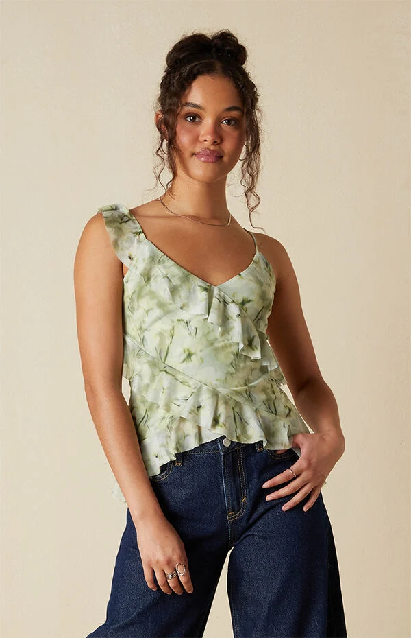 Your Favorite Josie Mesh Ruffle Tank Top | Pacsun