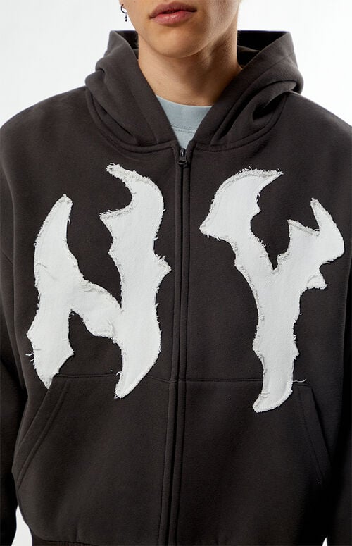 Pacsun NY Raw Applique Full Zip Up Hoodie | Pacsun