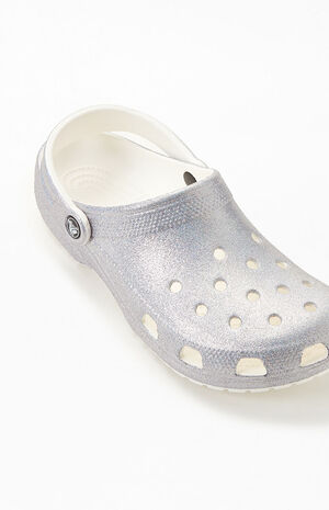 glitter silver crocs