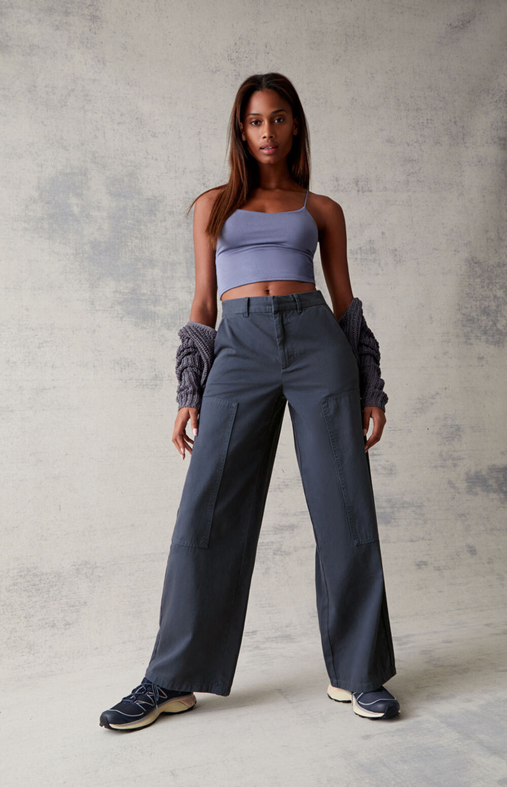 Pacsun Navy Wide Leg Trousers | PacSun
