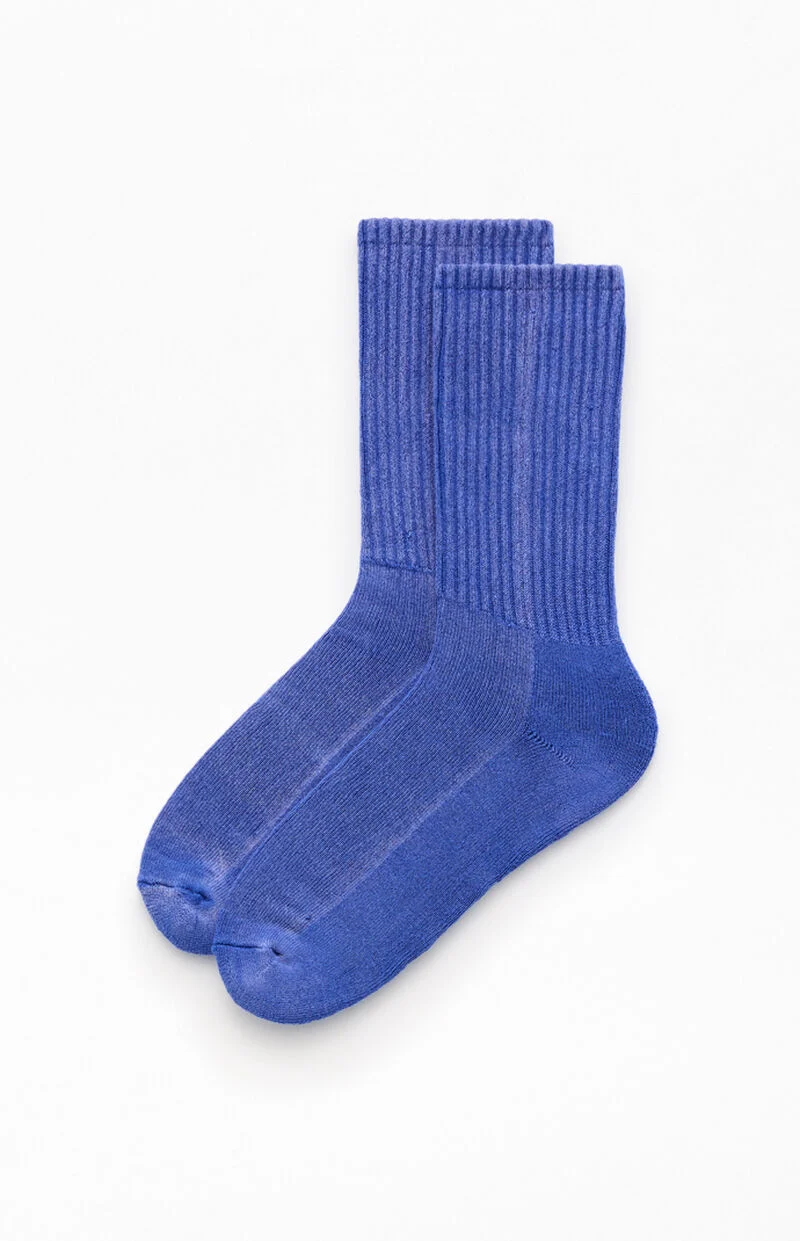 Pacsun Washed Cobalt Blue Crew Socks | Pacsun