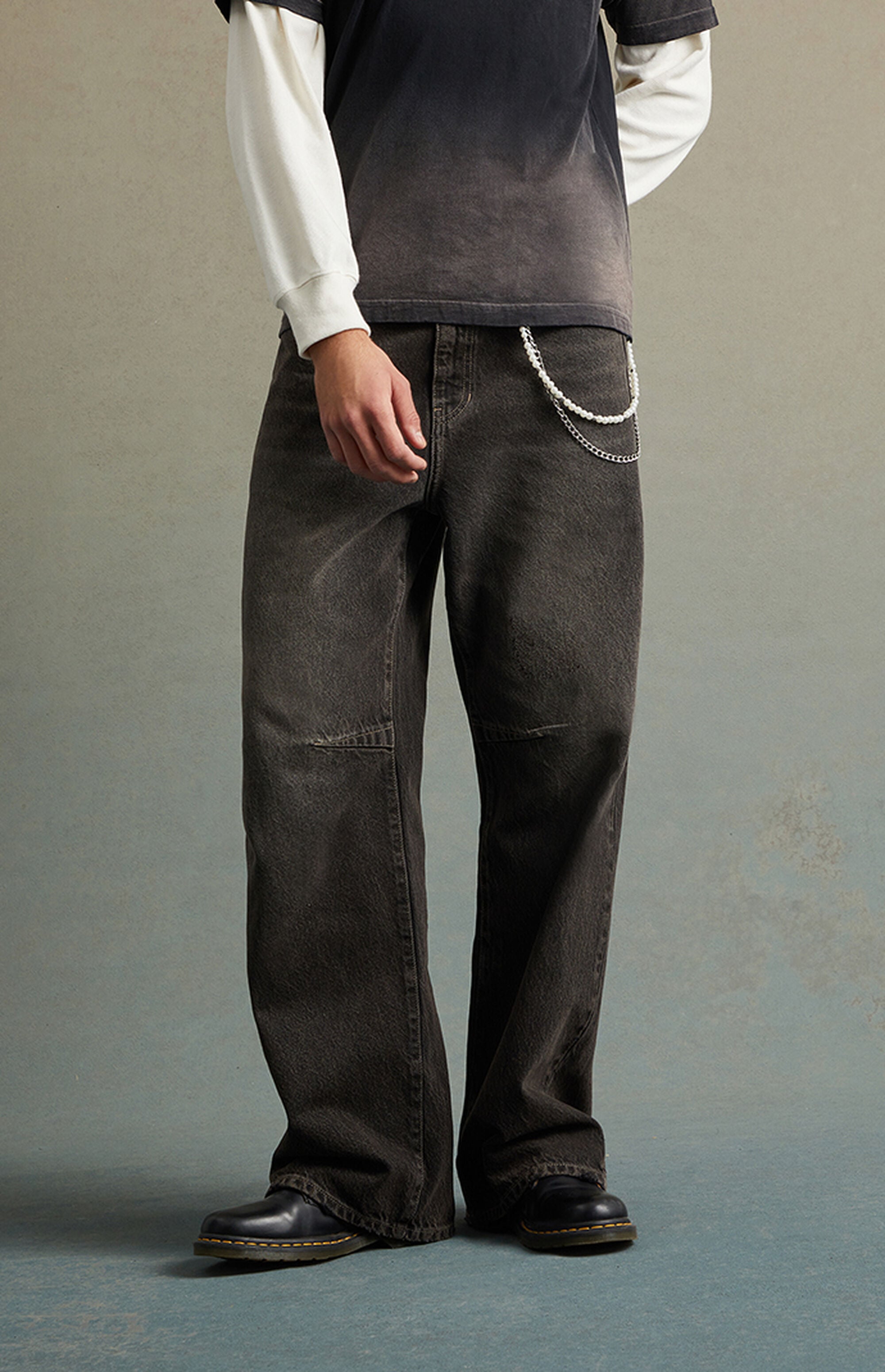 RARE DNM EDIT Black Chain Extreme Baggy Jeans | Pacsun