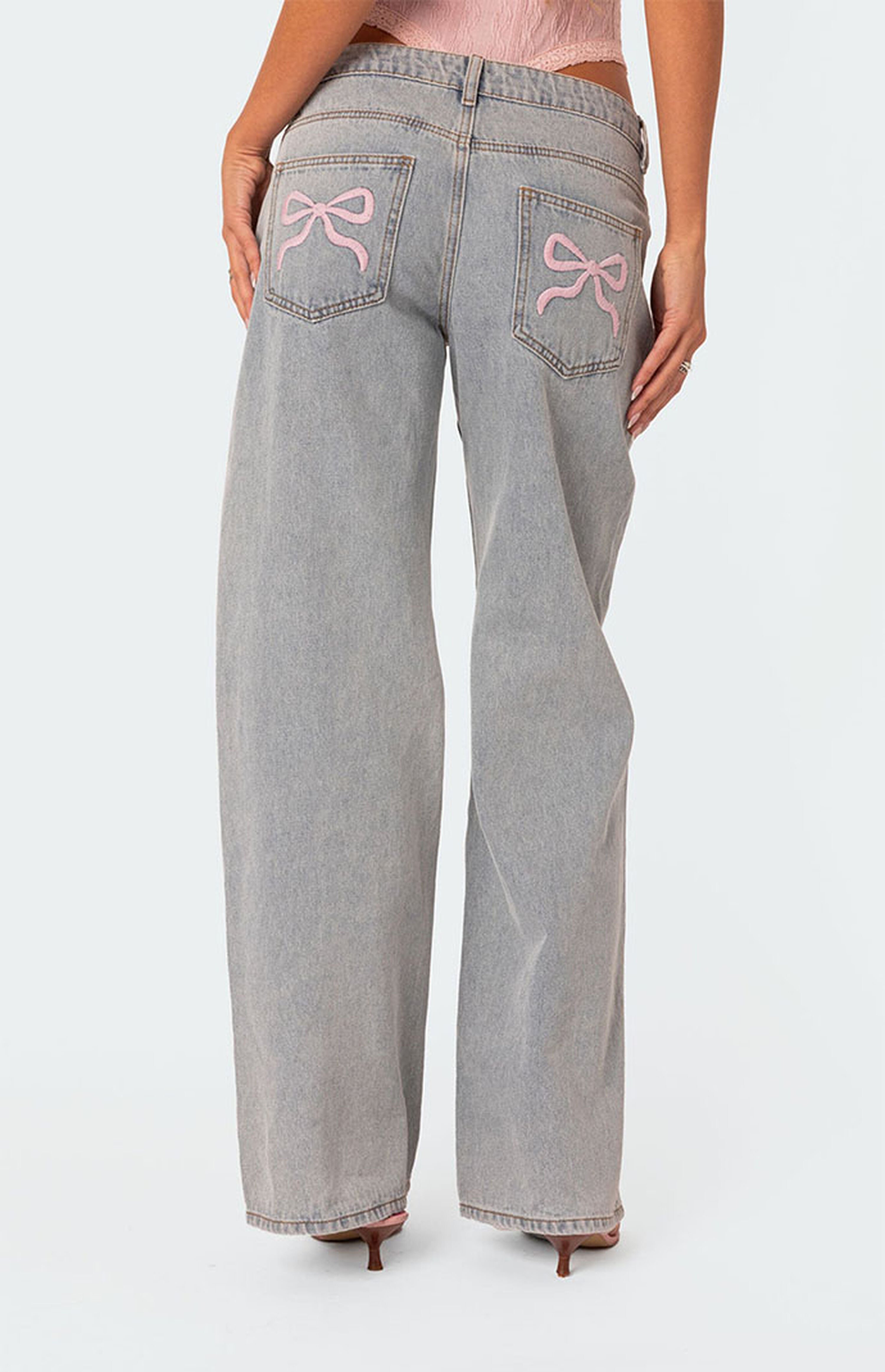 Edikted Bow Pocket Relaxed Jeans | Pacsun