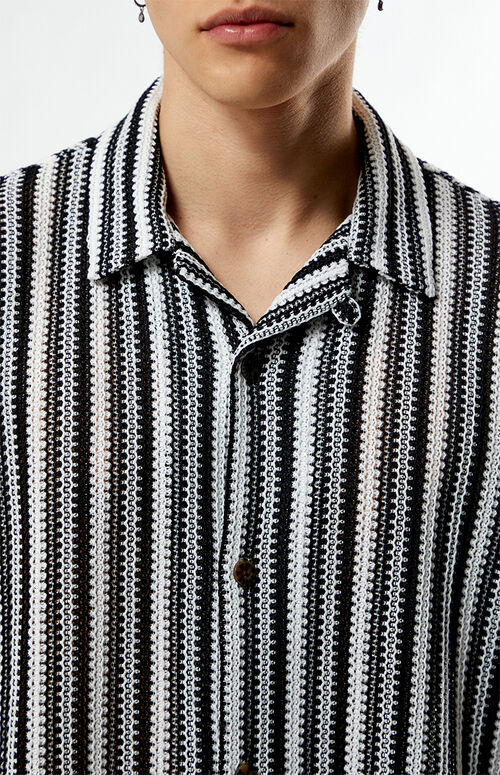 Pacsun Black Striped Whirl Weave Camp Shirt | Pacsun