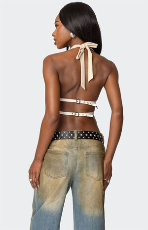 cropped halter top backless