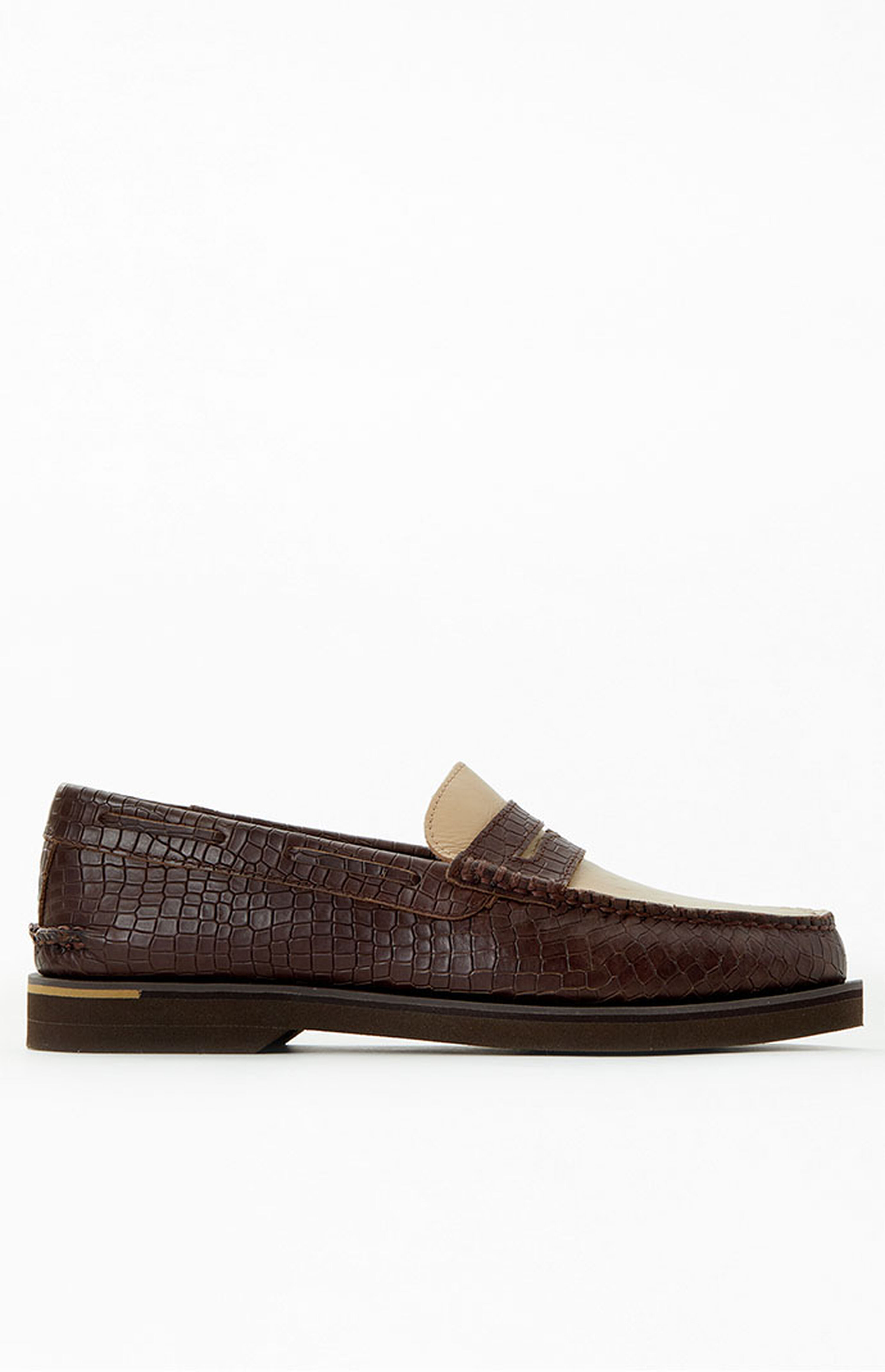 Sperry Eco Authentic Original Penny Double Sole Croc Embossed Loafers ...