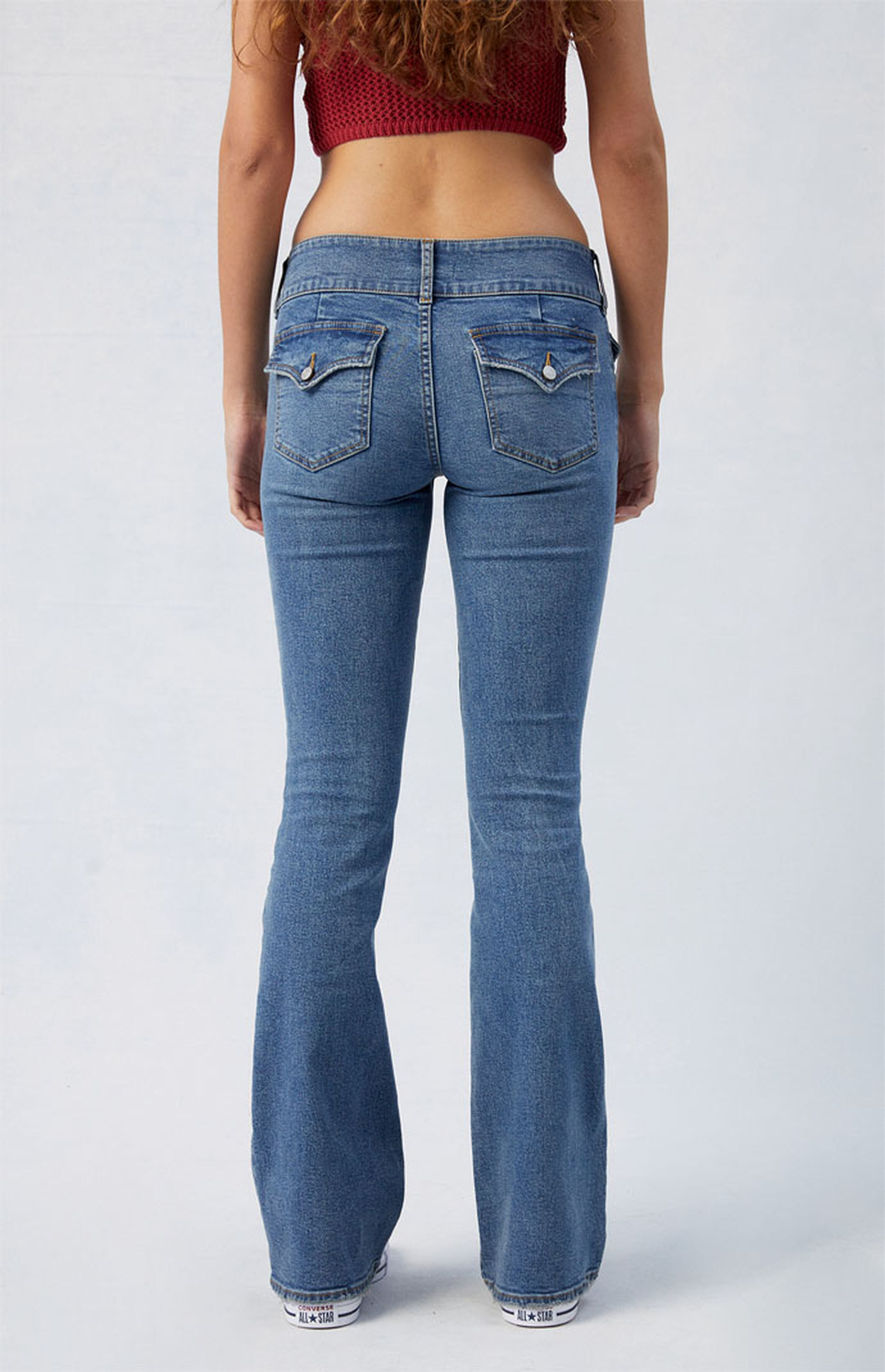Pacsun Stretch Medium Indigo Low Rise Bootcut Jeans | PacSun