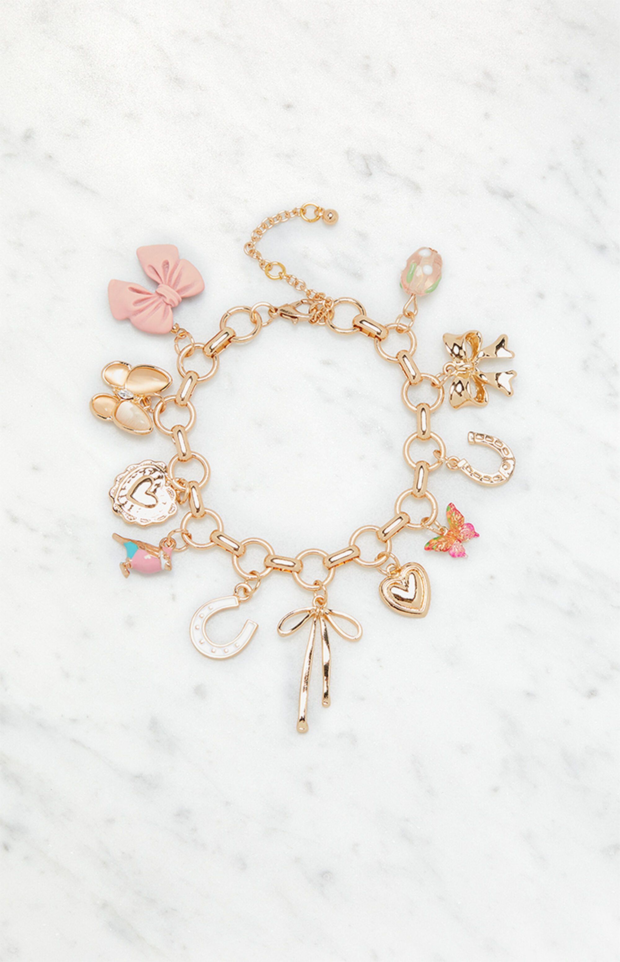 LA Hearts Pink Charm Bracelet | Pacsun
