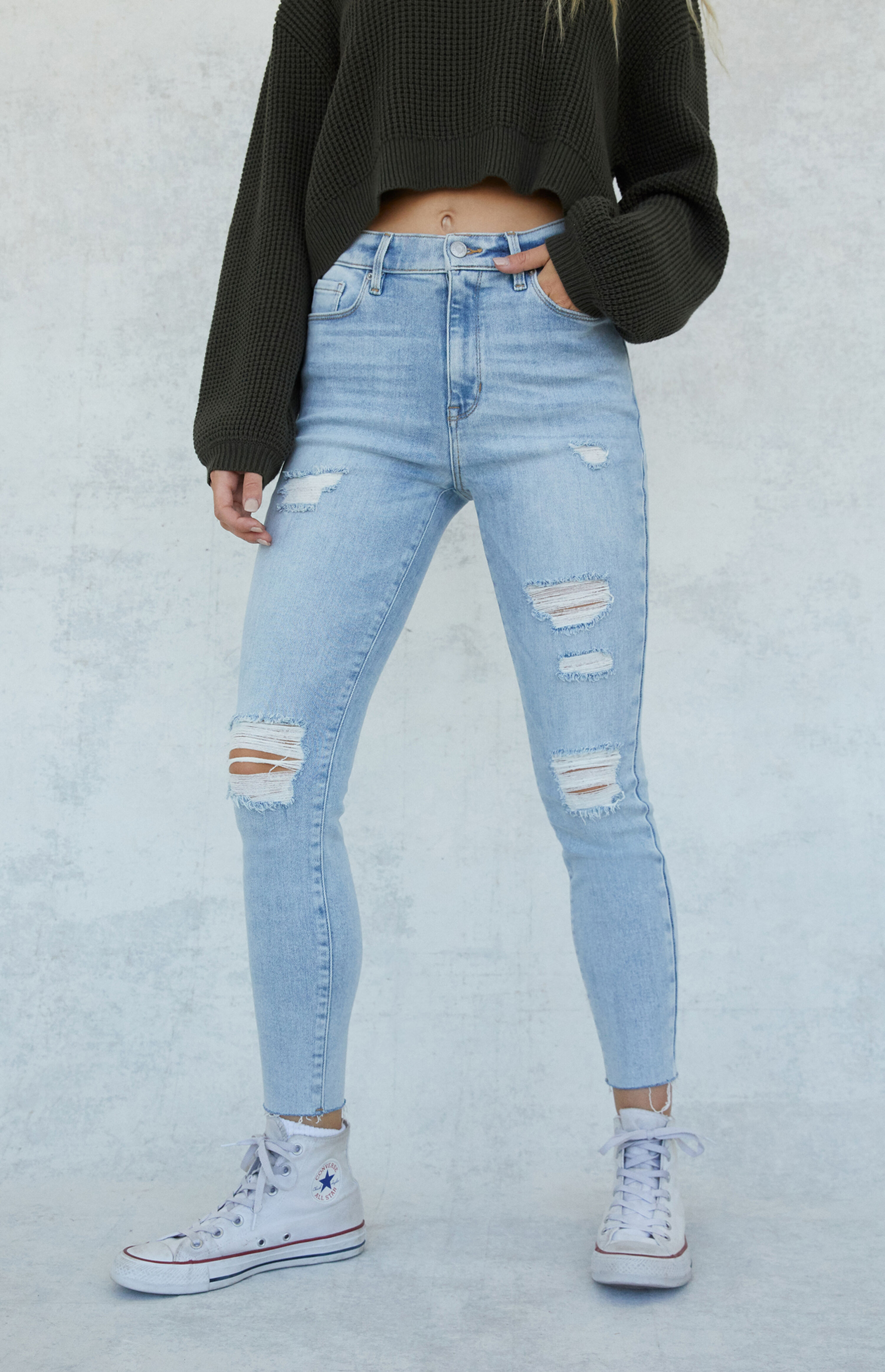Pacsun Light Blue Ripped High Waisted Jeggings | PacSun
