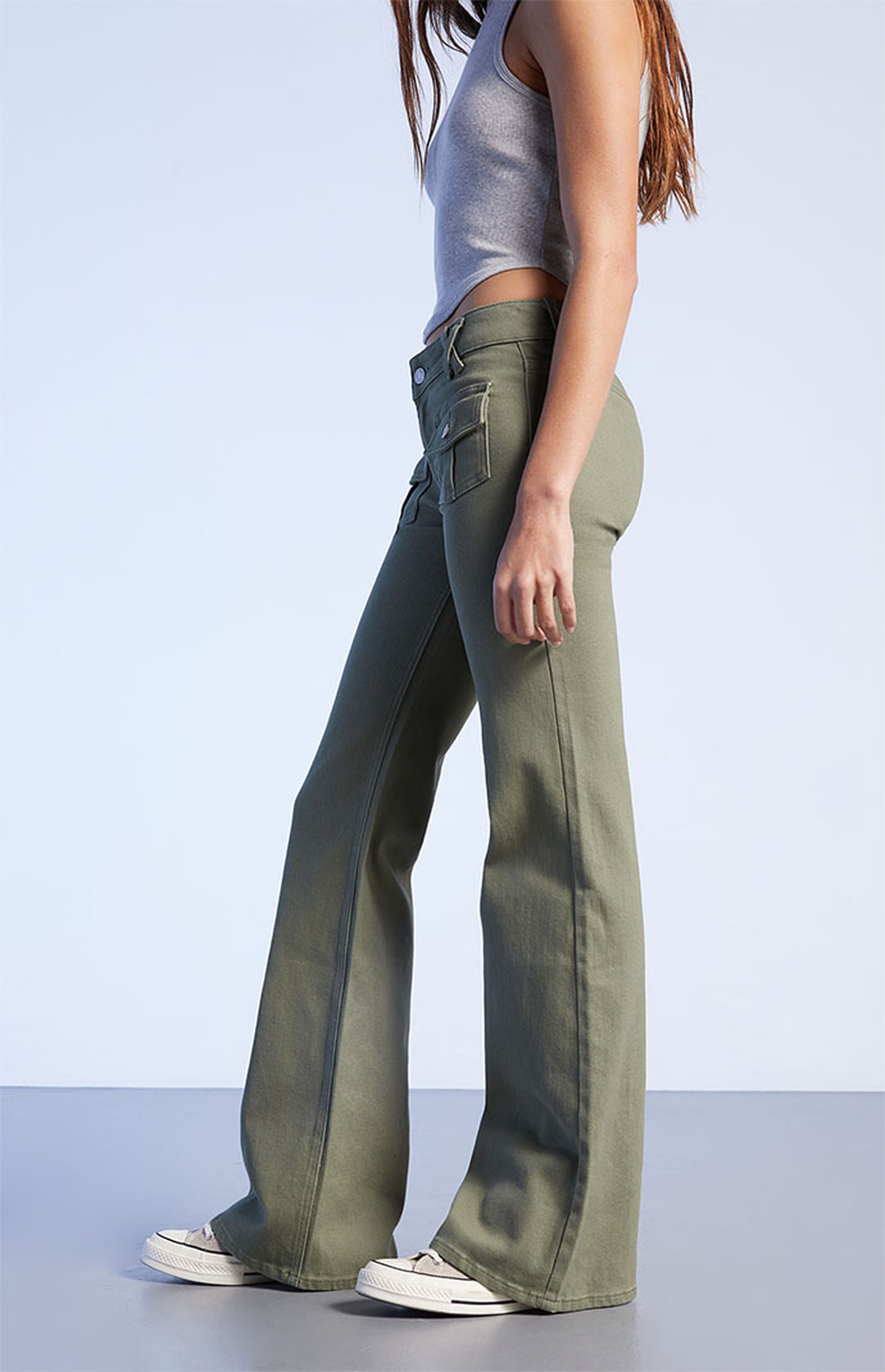 Pacsun Olive Low Rise Cargo Flare Pants | PacSun