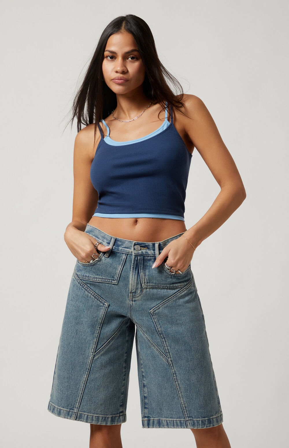 Pacsun Light Indigo Star Seam Extreme Denim Jorts | PacSun