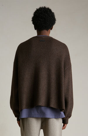 Fear of God Essentials Brown Heavy Waffle Knit Cardigan | PacSun