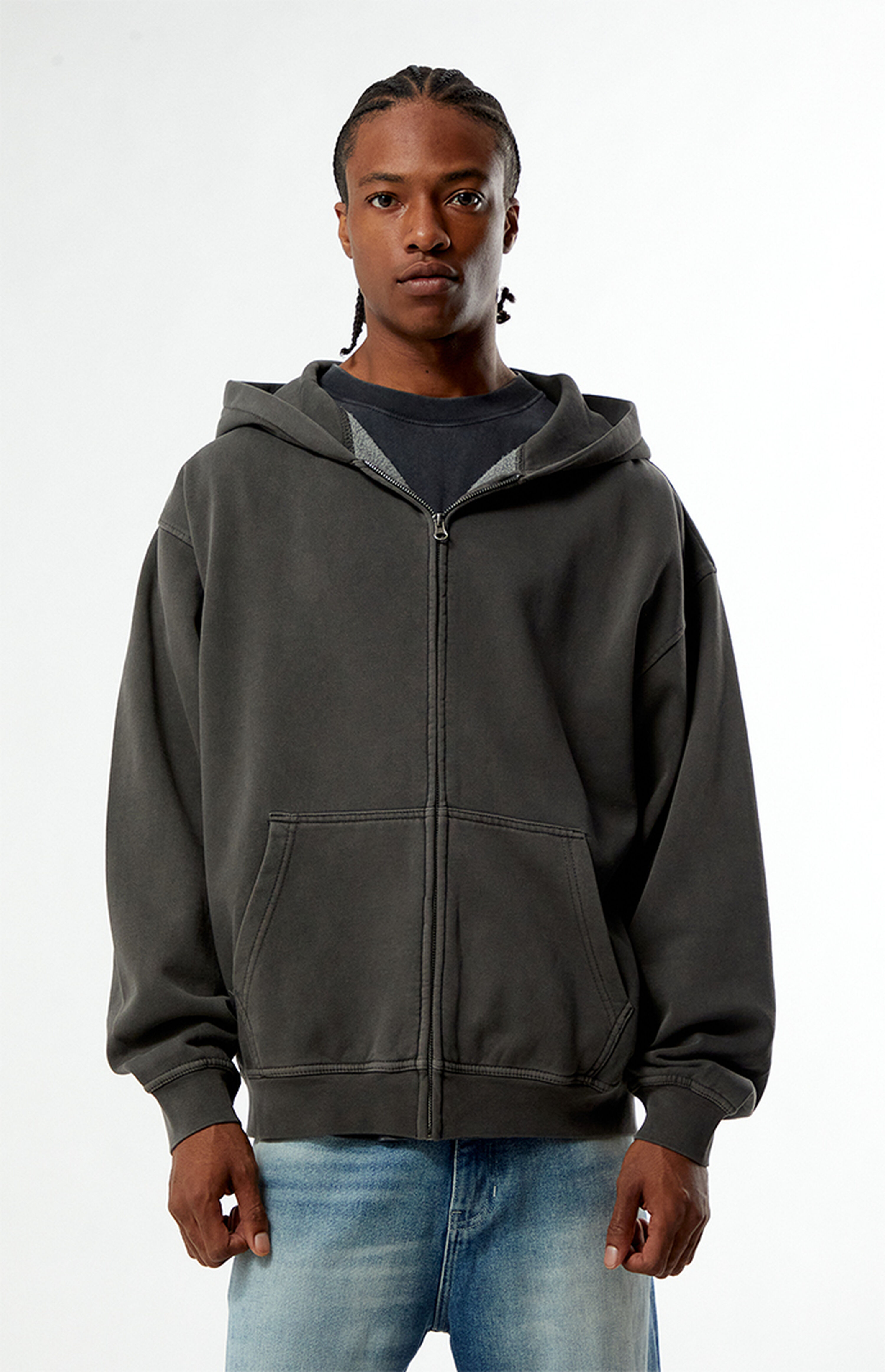 Pacsun Black Vintage Washed Full Zip Hoodie | Pacsun