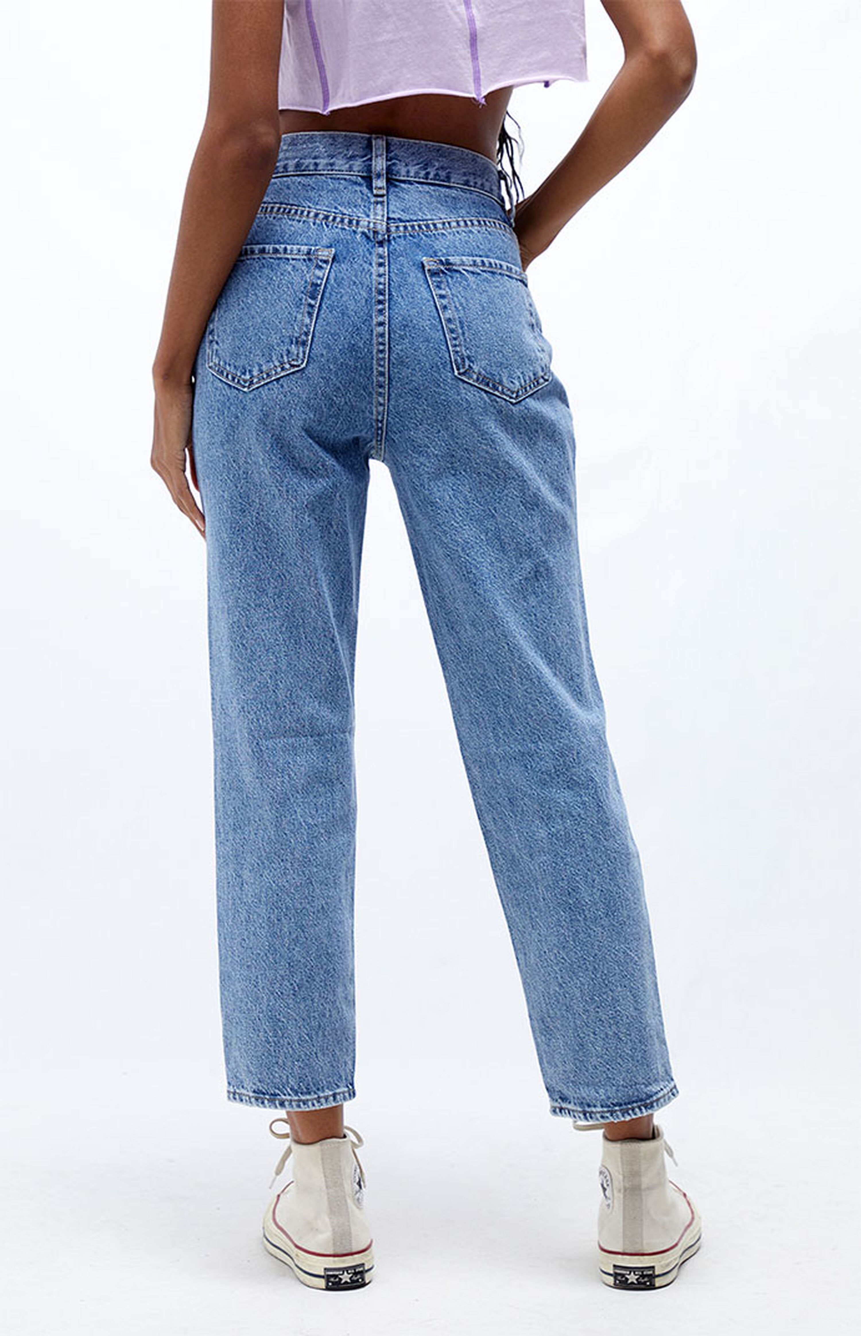 Pacsun Eco Medium Blue High Waisted Straight Leg Jeans | Pacsun