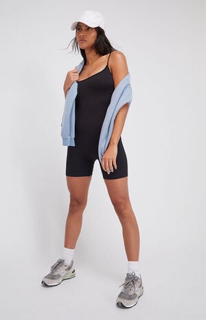 PAC 1980 Black Active Speedwalker Seamless Ribbed Short Onesie | PacSun