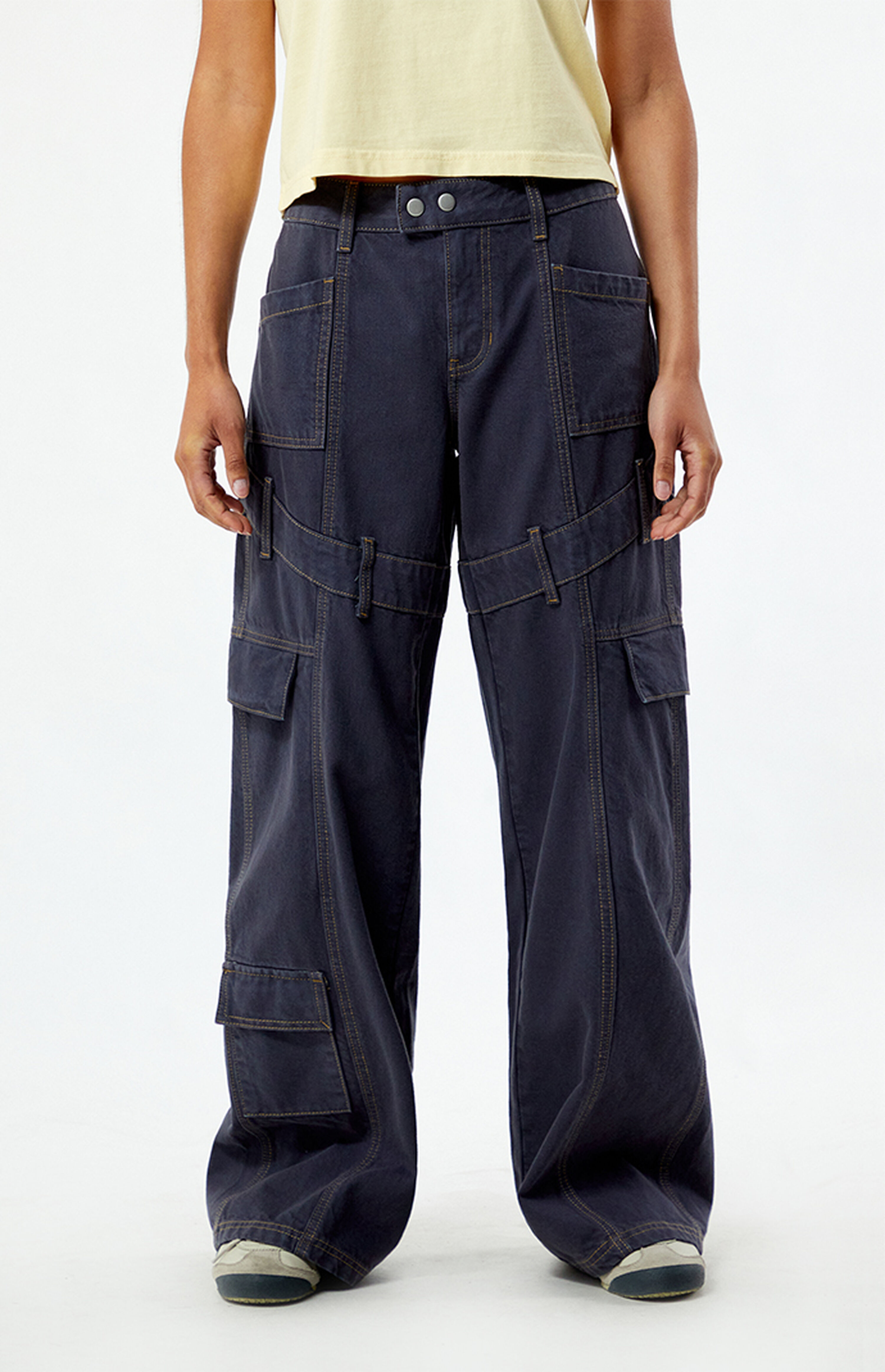Pacsun Navy Low Rise Baggy Cargo Pants | PacSun