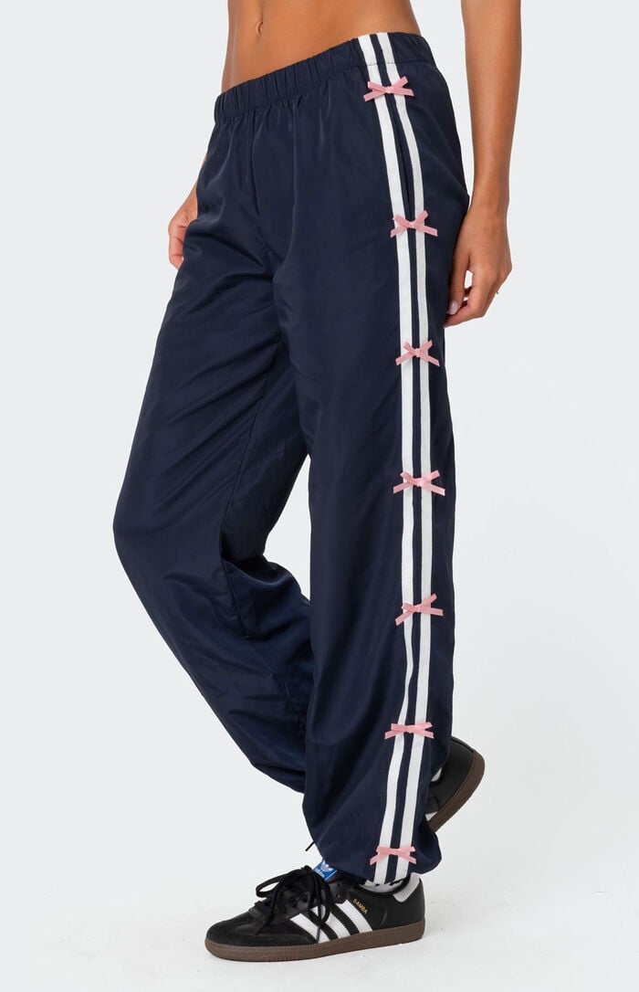Edikted Bow Stripe Nylon Track Pants | Pacsun