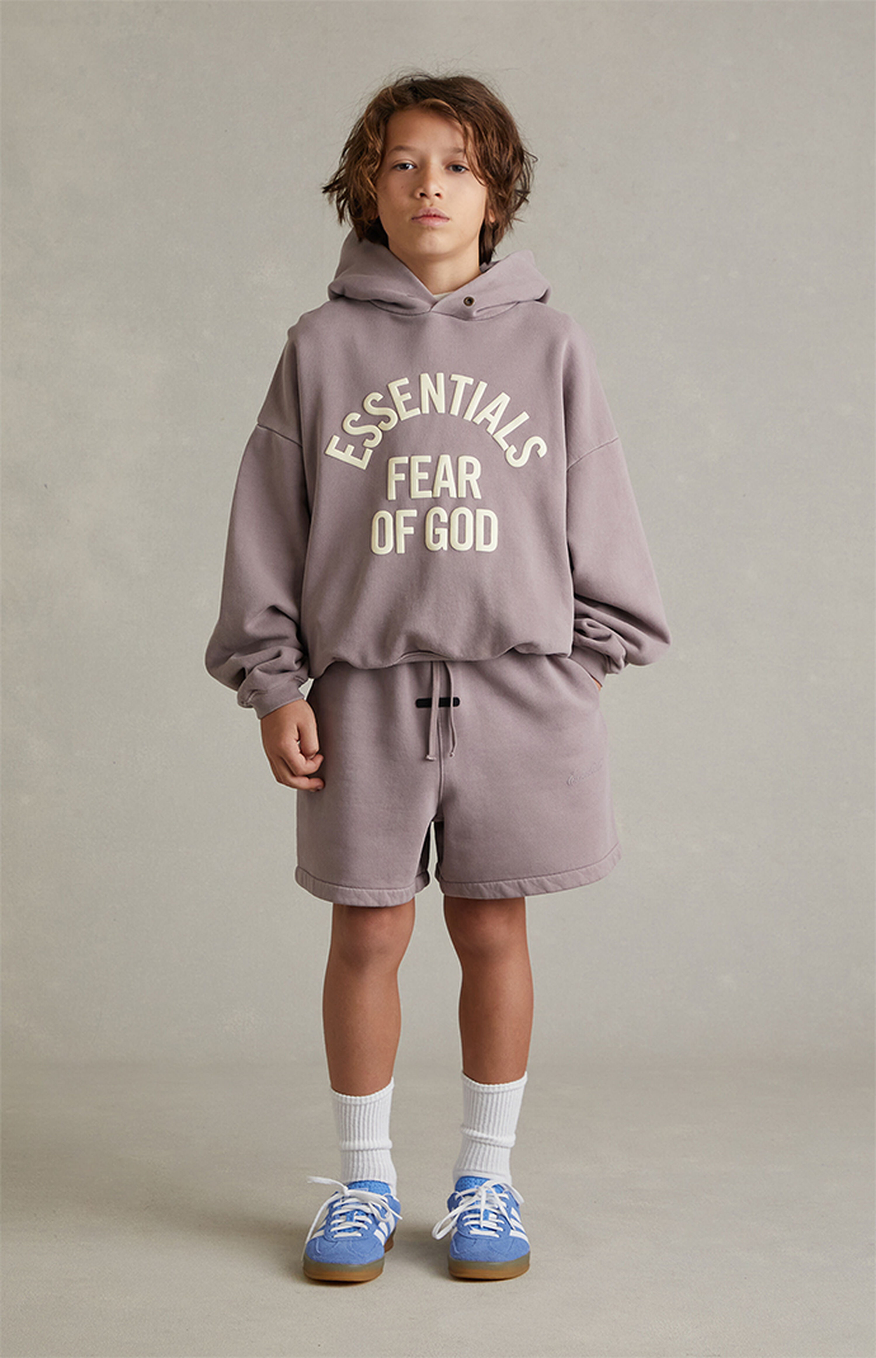 Fear of God ESSENTIALS Kids Faded Mauve Campus '90s Hoodie | Pacsun