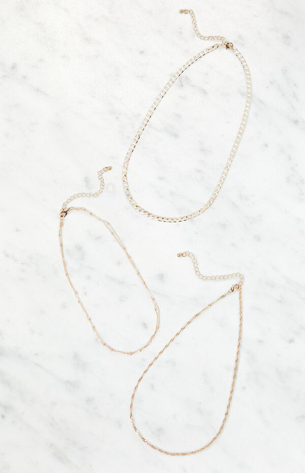 LA Hearts 3 Pack Chain Layer Necklaces | Pacsun